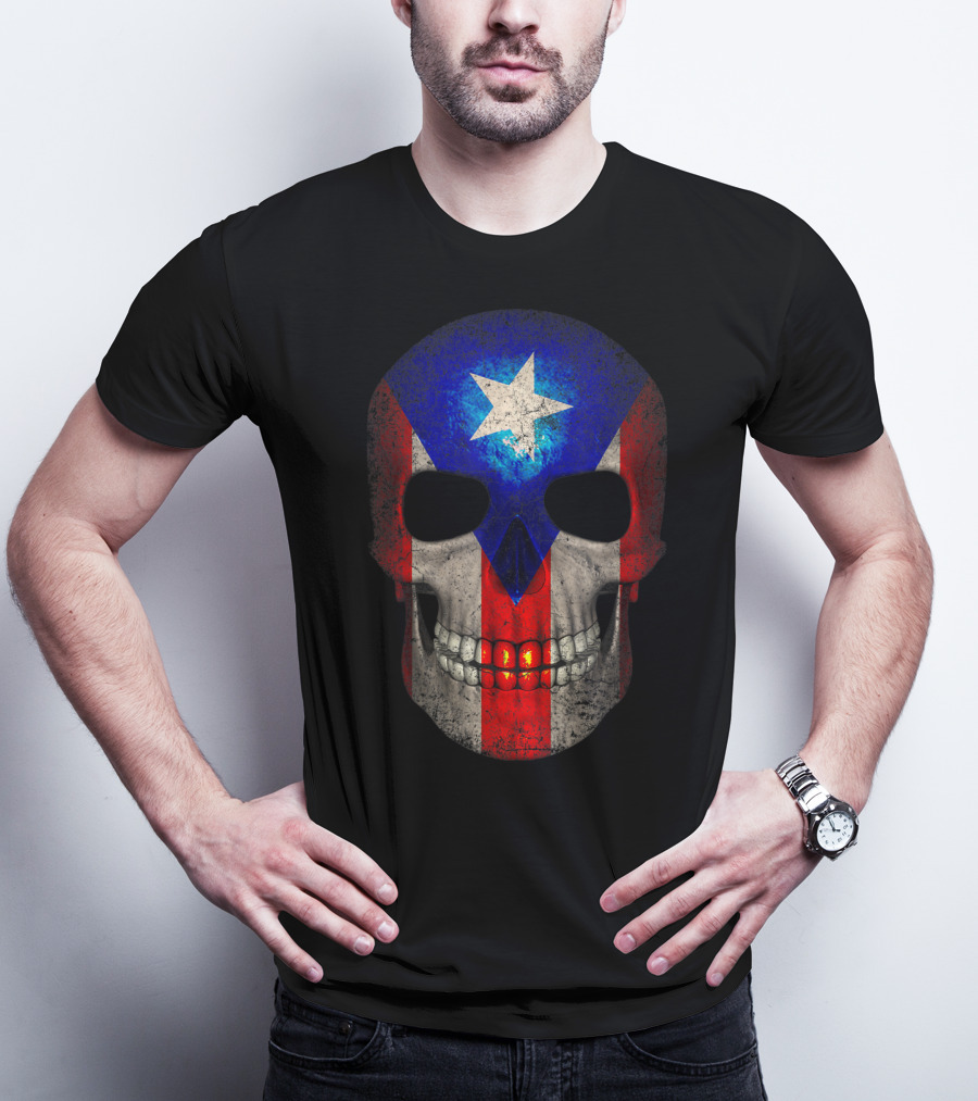 Puerto Rico Flag Skull T-Shirt