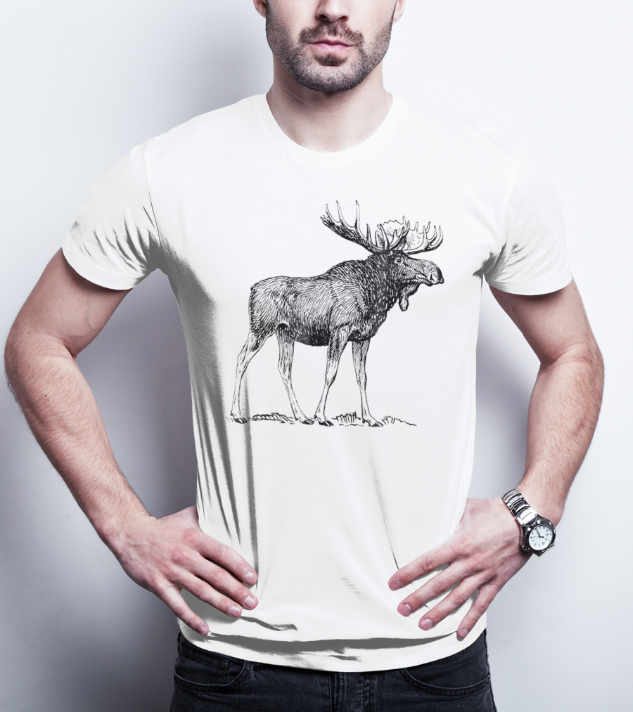 Vintage Moose Illustration Retro Wildlife T-Shirt