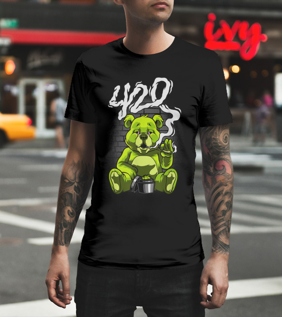Cannabis Weed Bear Stoned Teddy 420 Joint T-Shirt