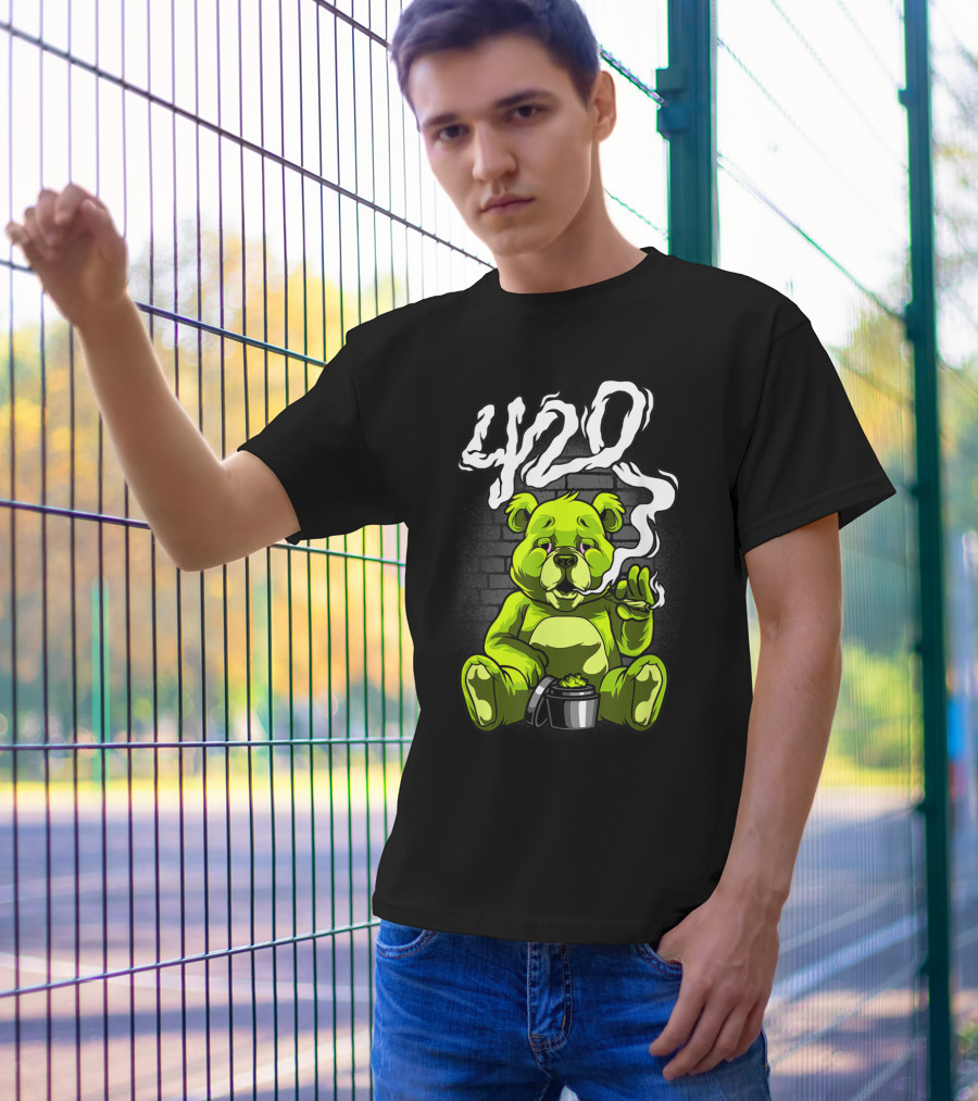 Cannabis Weed Bear Stoned Teddy 420 Joint T-Shirt