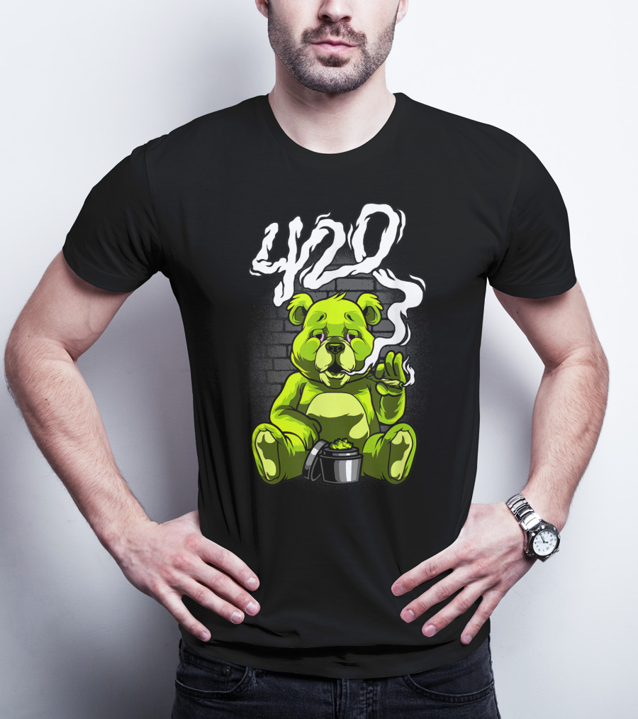 Cannabis Weed Bear Stoned Teddy 420 Joint T-Shirt