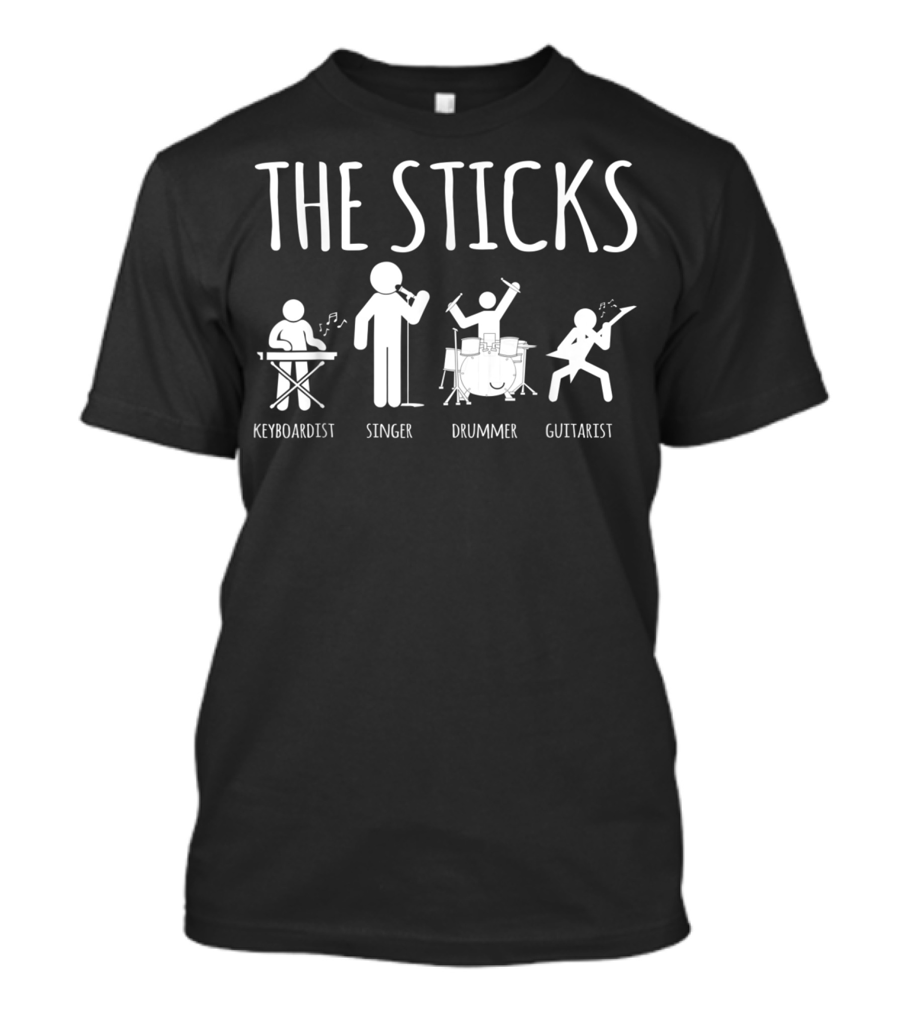 The Sticks Funny Stick Figure Band Keyboardist Singer Drummer Guitarist T-Shirt