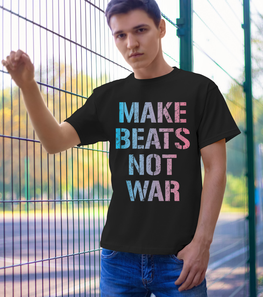 Make Beats Not War Trippy EDM Rave Colorful Festival Text T-Shirt