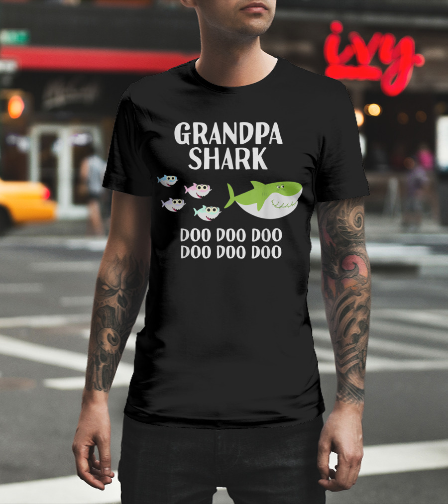 Grandpa Shark Doo Doo Doo Doo With Baby Sharks T-Shirt