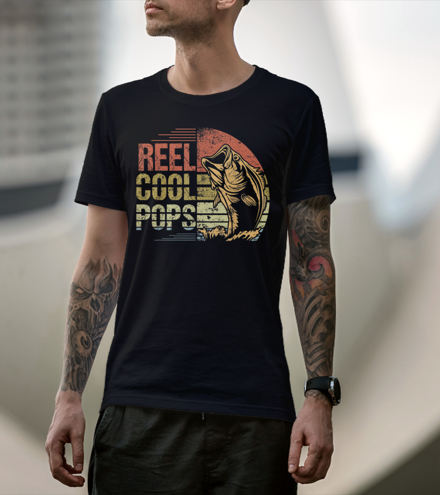 Reel Cool Pops Fishing Sunset With Jumping Fish T-Shirt