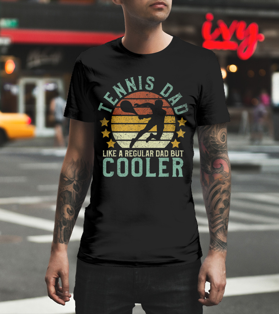 Tennis Dad Like A Regular Dad But Cooler Retro Sunset T-Shirt