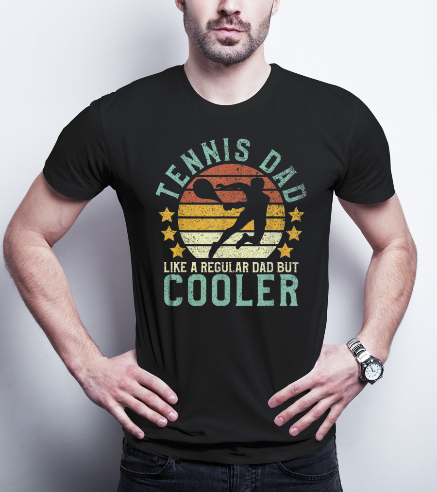 Tennis Dad Like A Regular Dad But Cooler Retro Sunset T-Shirt