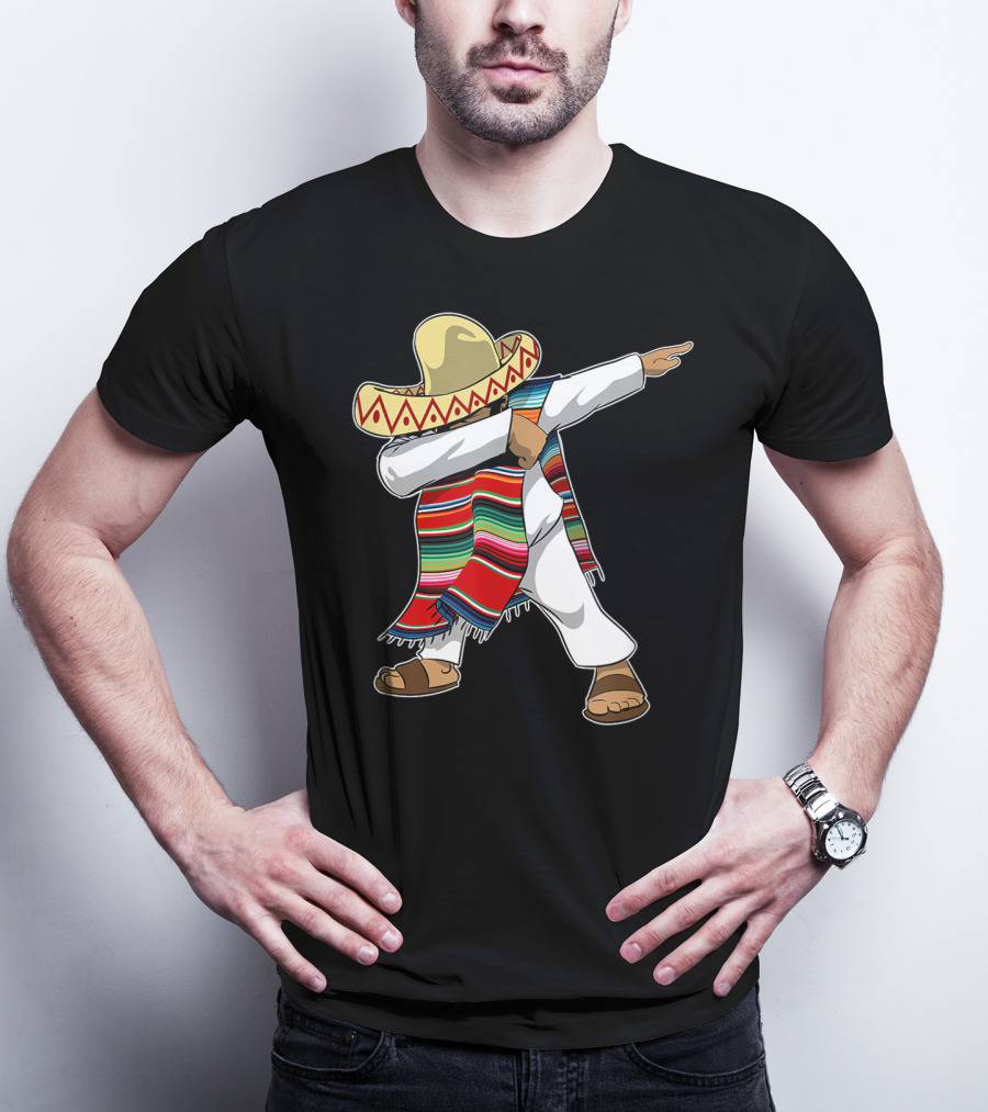 Mexican Poncho Dabbing Sombrero Cinco De Mayo T-Shirt