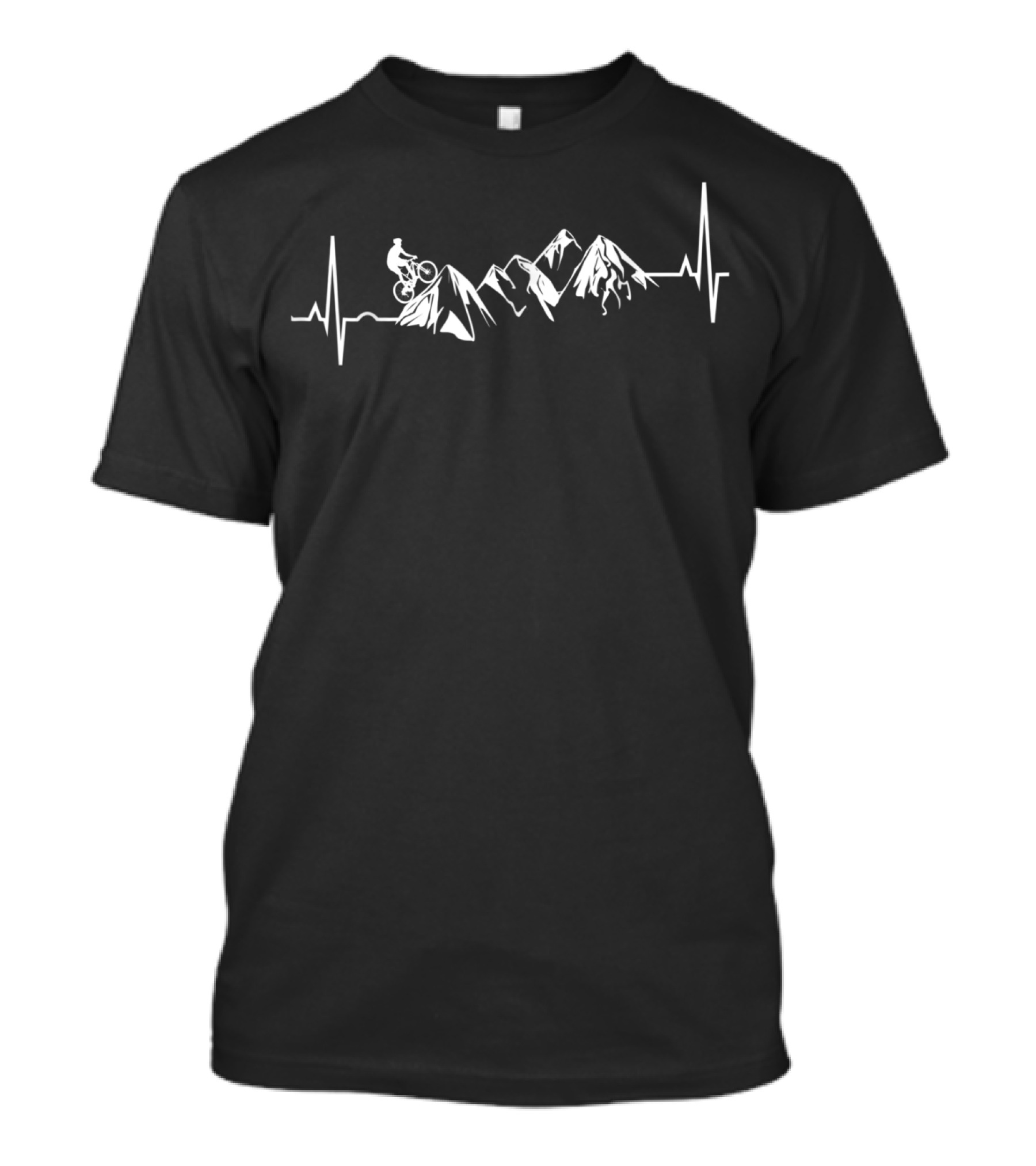 Mountain Bike Heartbeat With Mountains And Cyclist T-Shirt
