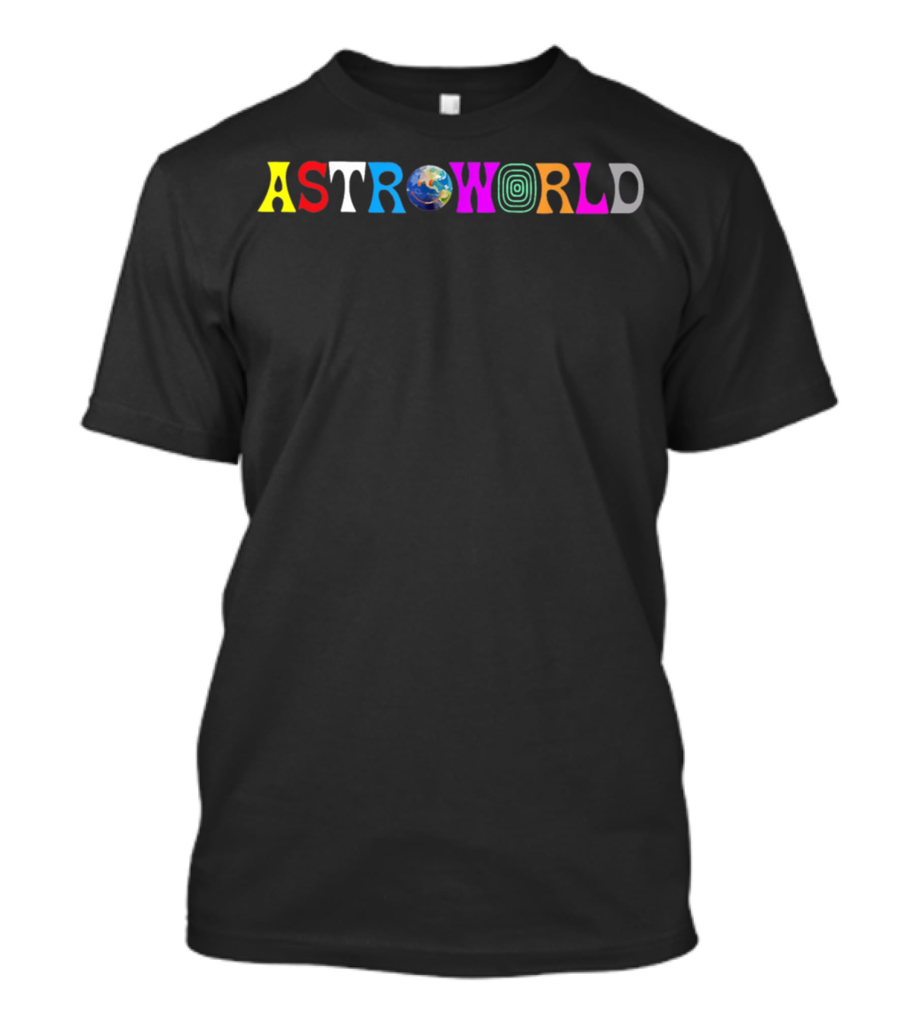 Astroworld Colorful Text Logo With Earth And Spiral Elements T-Shirt
