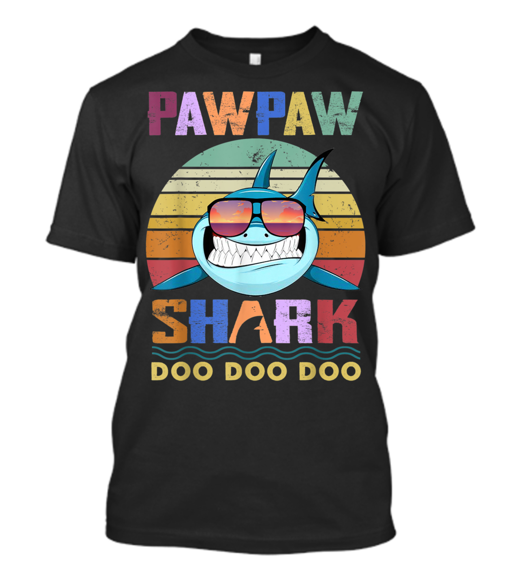 PAWPAW SHARK DOO DOO DOO Retro Sunglasses Sunset T-Shirt