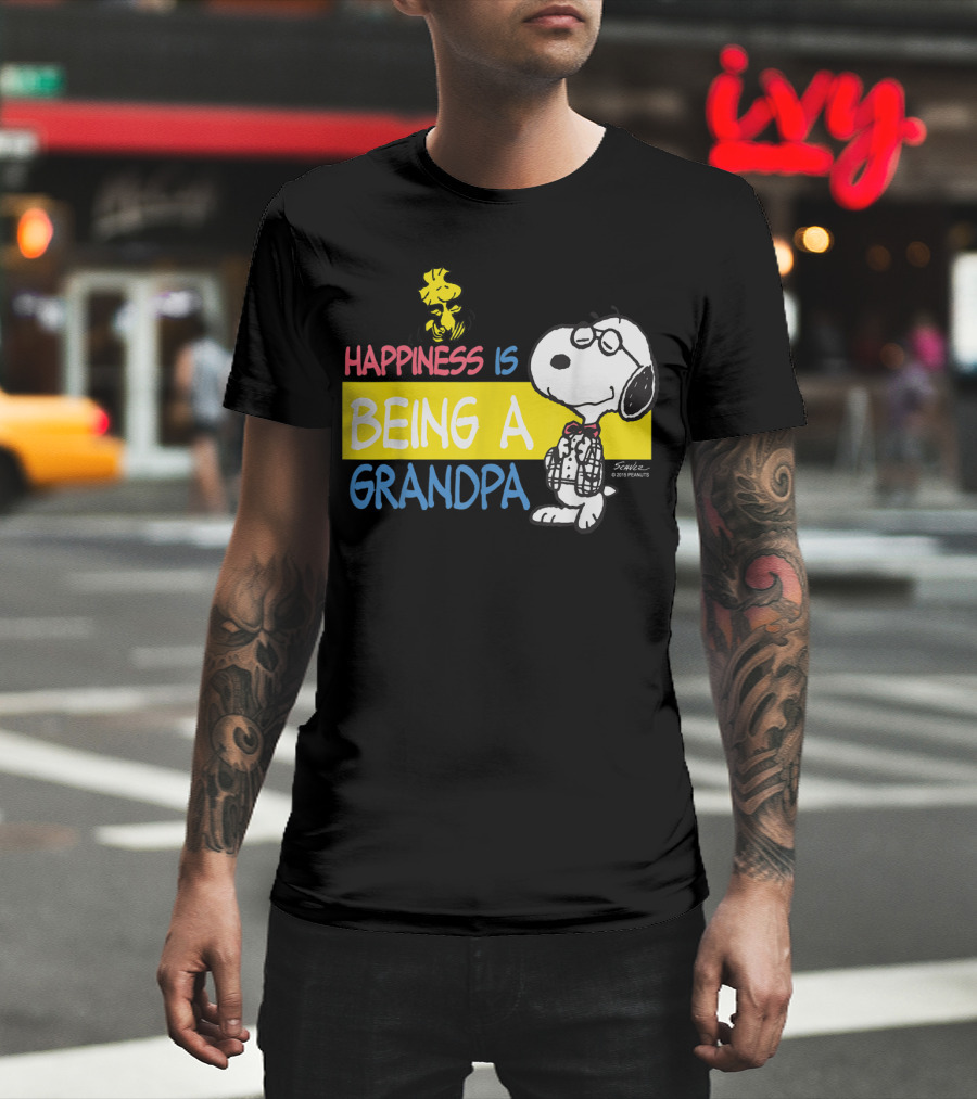 Peanuts Snoopy Happiness Is Being A Grandpa Woodstock T-Shirt