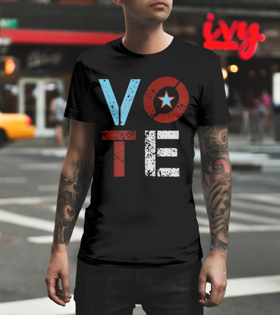 Vote With Retro Star In Circle T-Shirt
