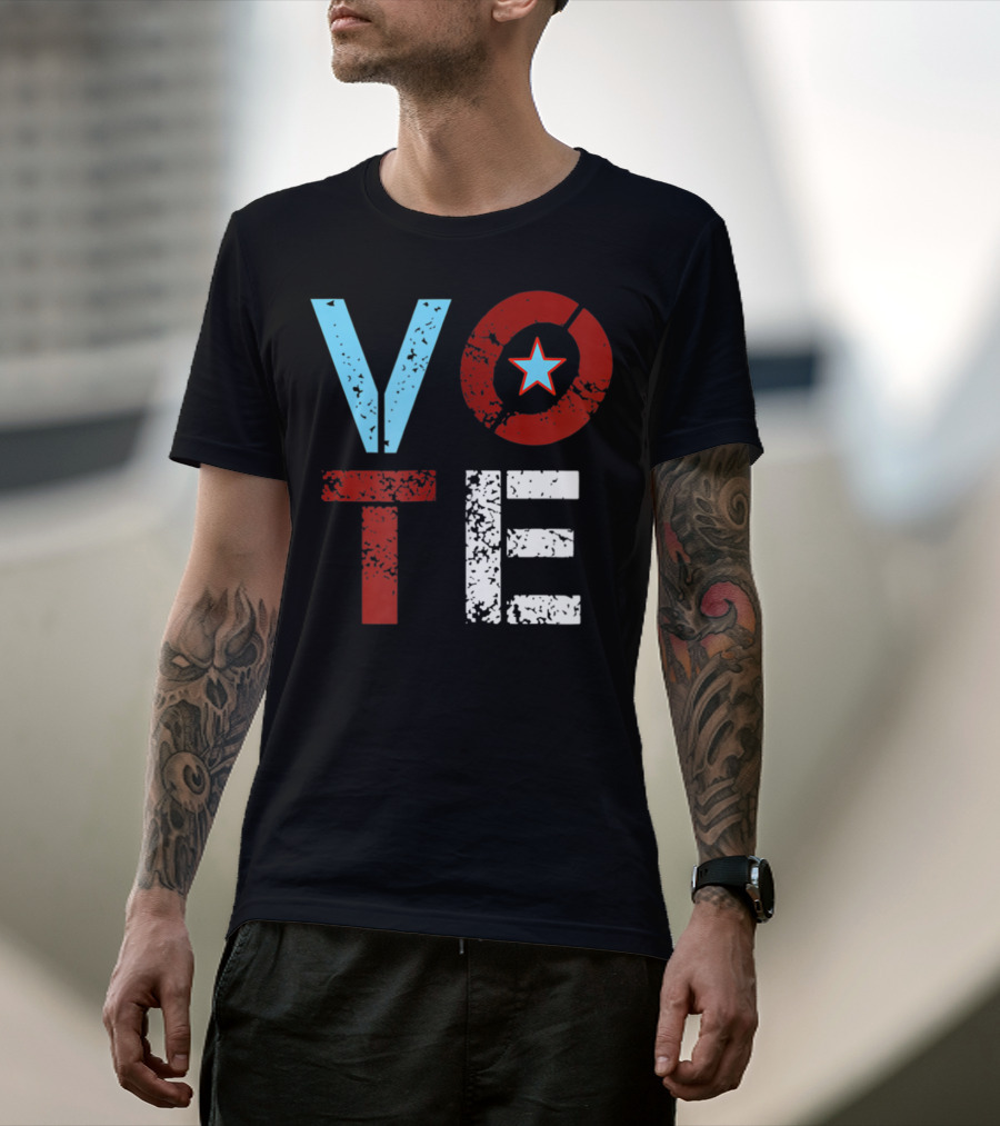 Vote With Retro Star In Circle T-Shirt