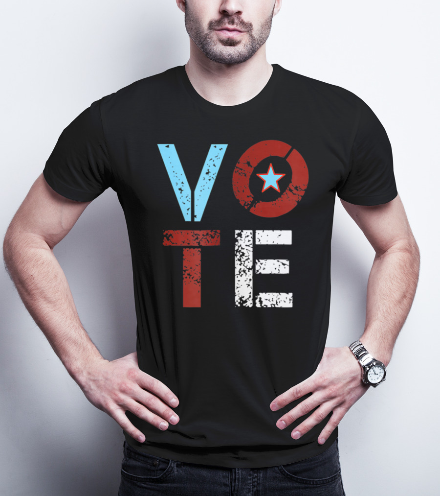 Vote With Retro Star In Circle T-Shirt