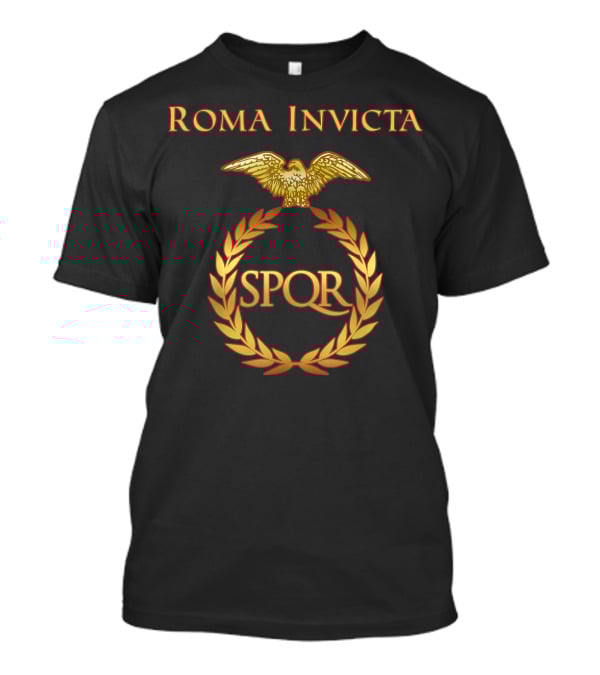 Roma Invicta SPQR Roman Empire Eagle Laurel Wreath Latin Emblem T-Shirt