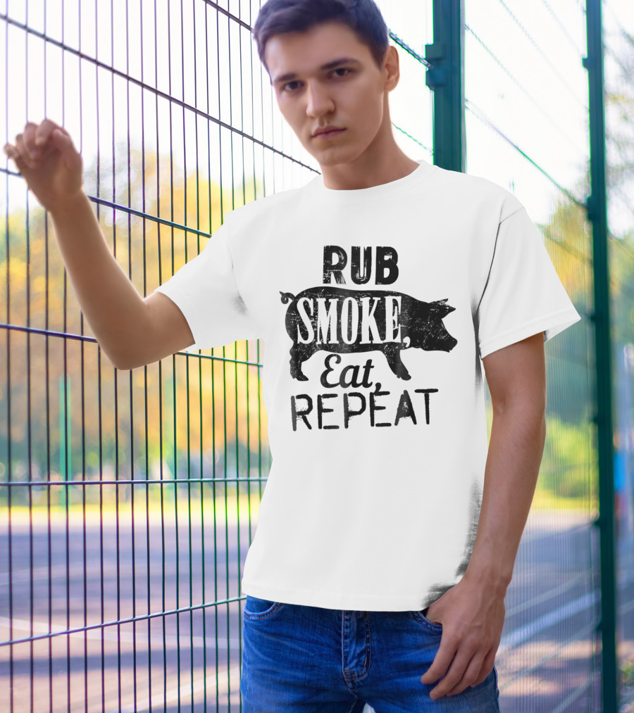 Rub Smoke Eat Repeat BBQ Pig T-Shirt