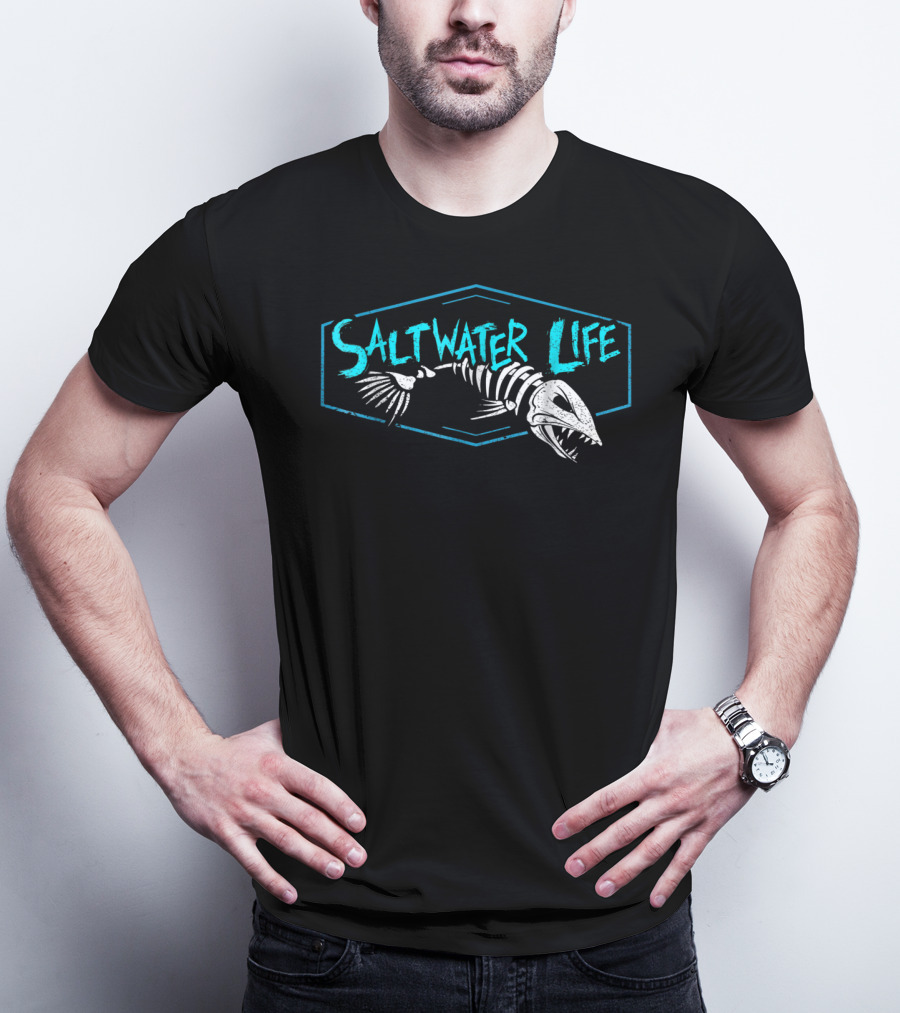 Saltwater Life Fish Skeleton T-Shirt