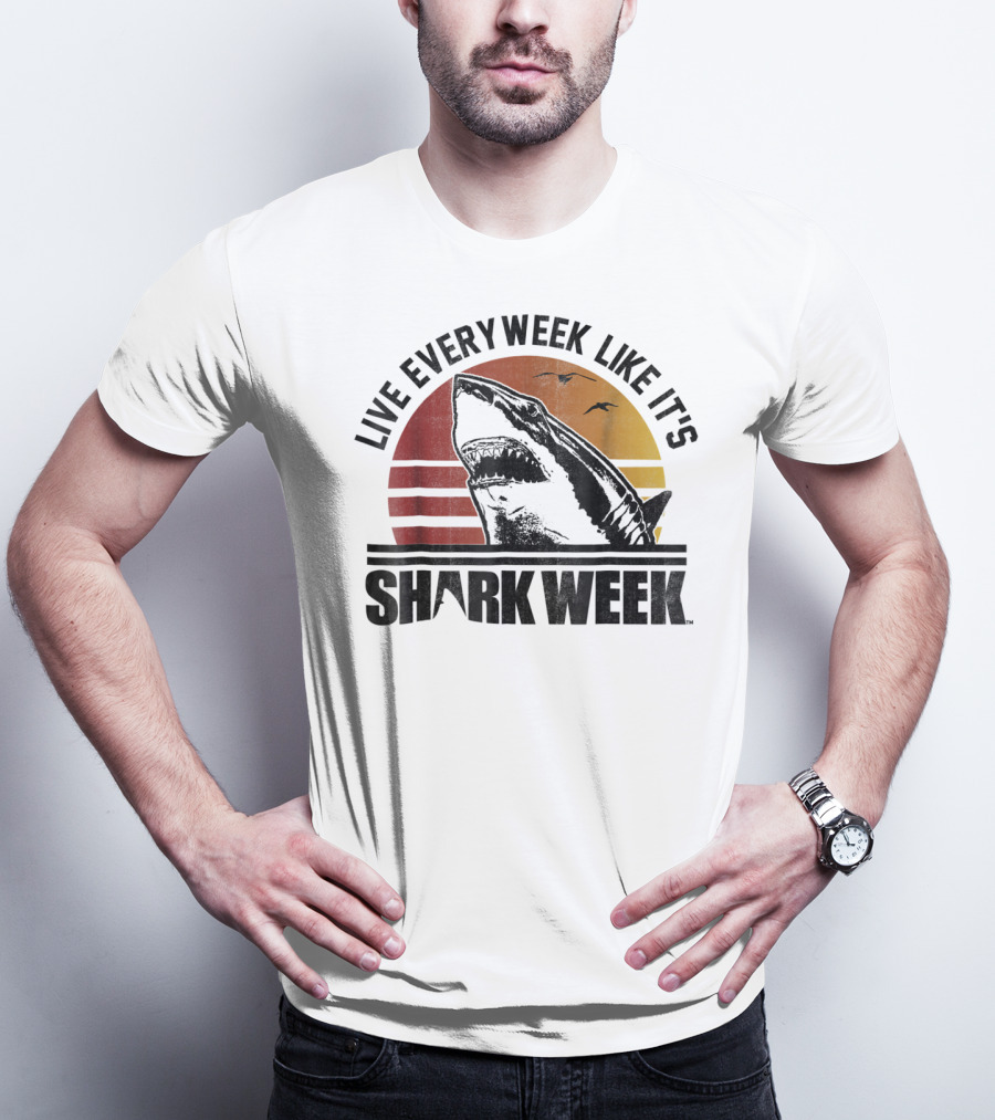 Live Every Week Like It's Shark Week Vintage Sunset T-Shirt