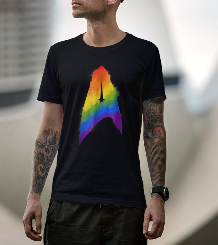 Star Trek Discovery Insignia Rainbow Paint Splash T-Shirt