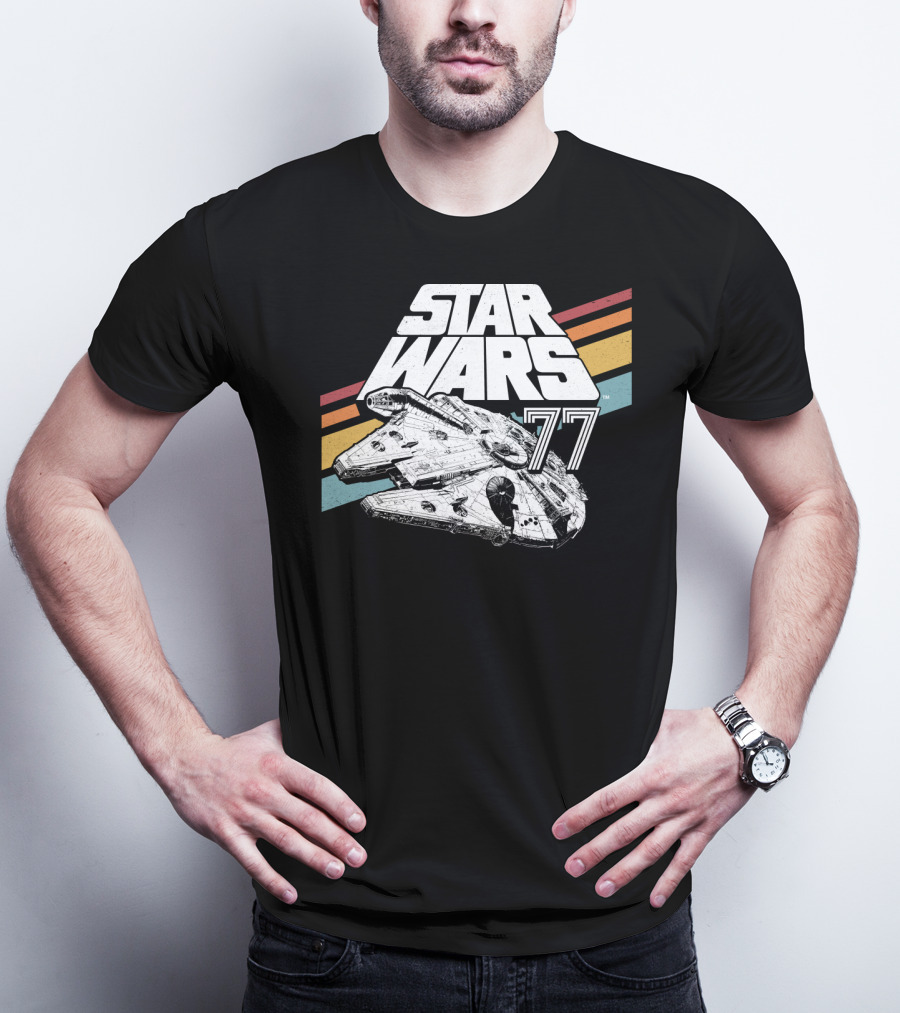 Star Wars 77 Millennium Falcon Rainbow Stripes T-Shirt