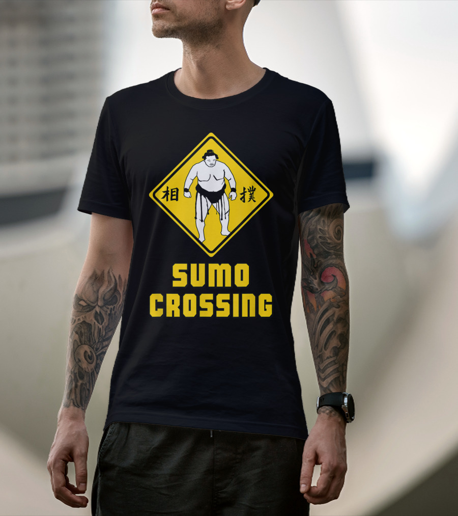 Sumo Crossing Sign Sumo Wrestling Iconic Warning Japan T-Shirt