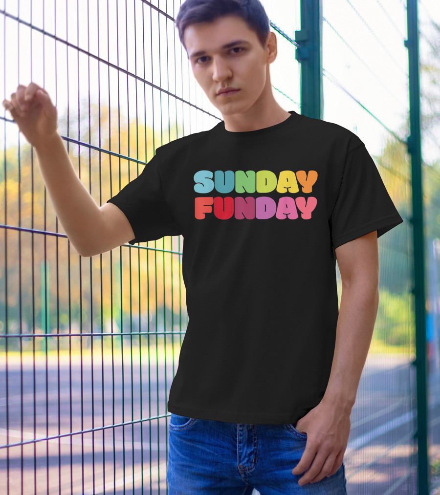 Sunday Funday Colorful Rainbow T-Shirt