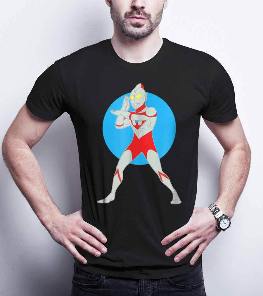 Ultraman Standing Pose With Blue Circle Background T-Shirt