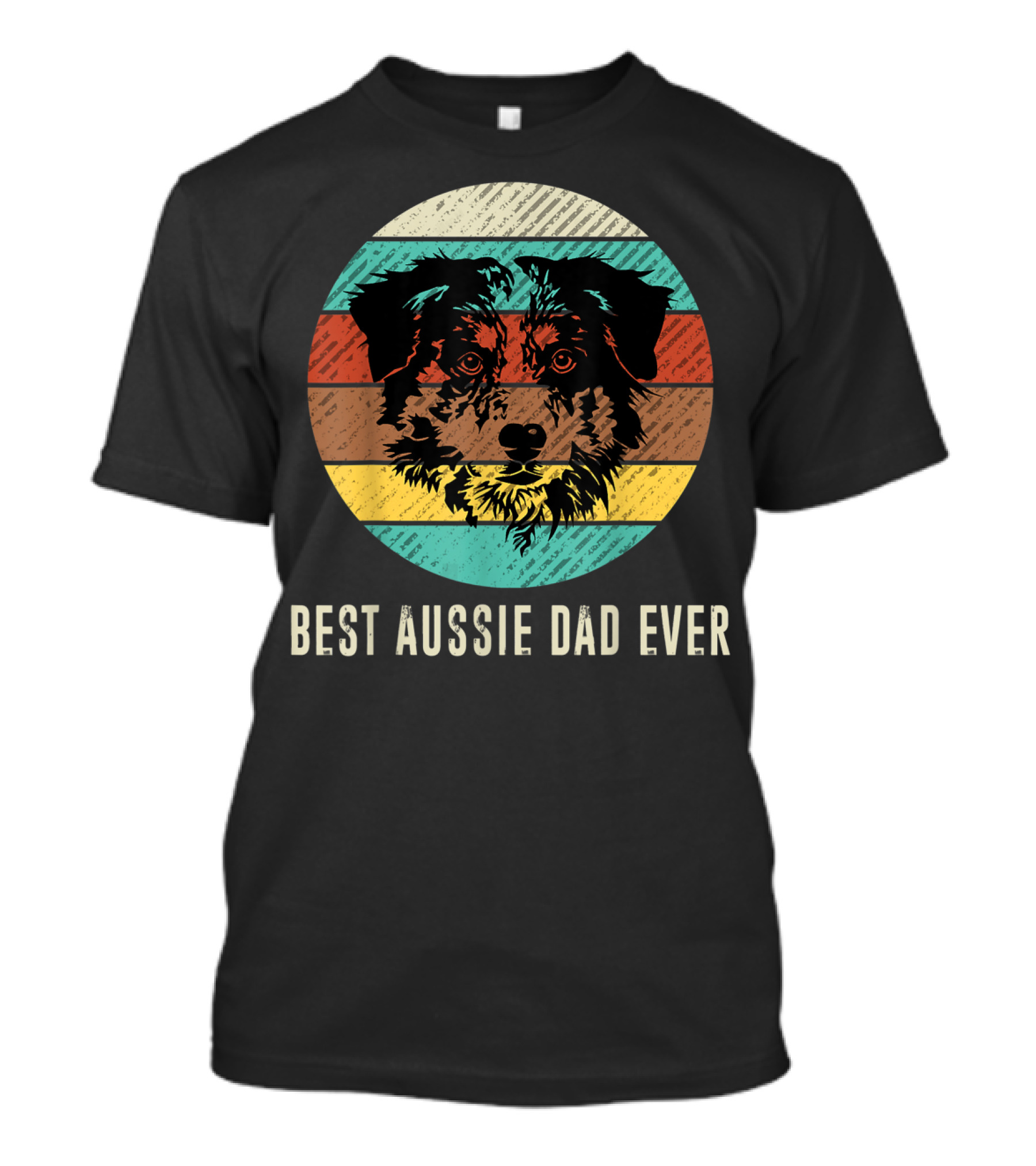 Best Aussie Dad Ever Vintage Retro Dog Stripes Circle T-Shirt