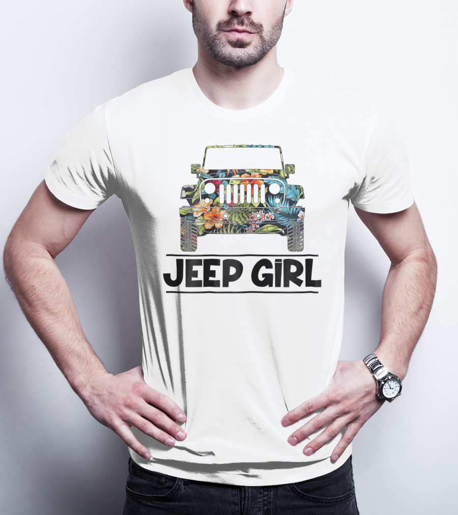 Vintage Flower Jeep Girl Summer T-Shirt