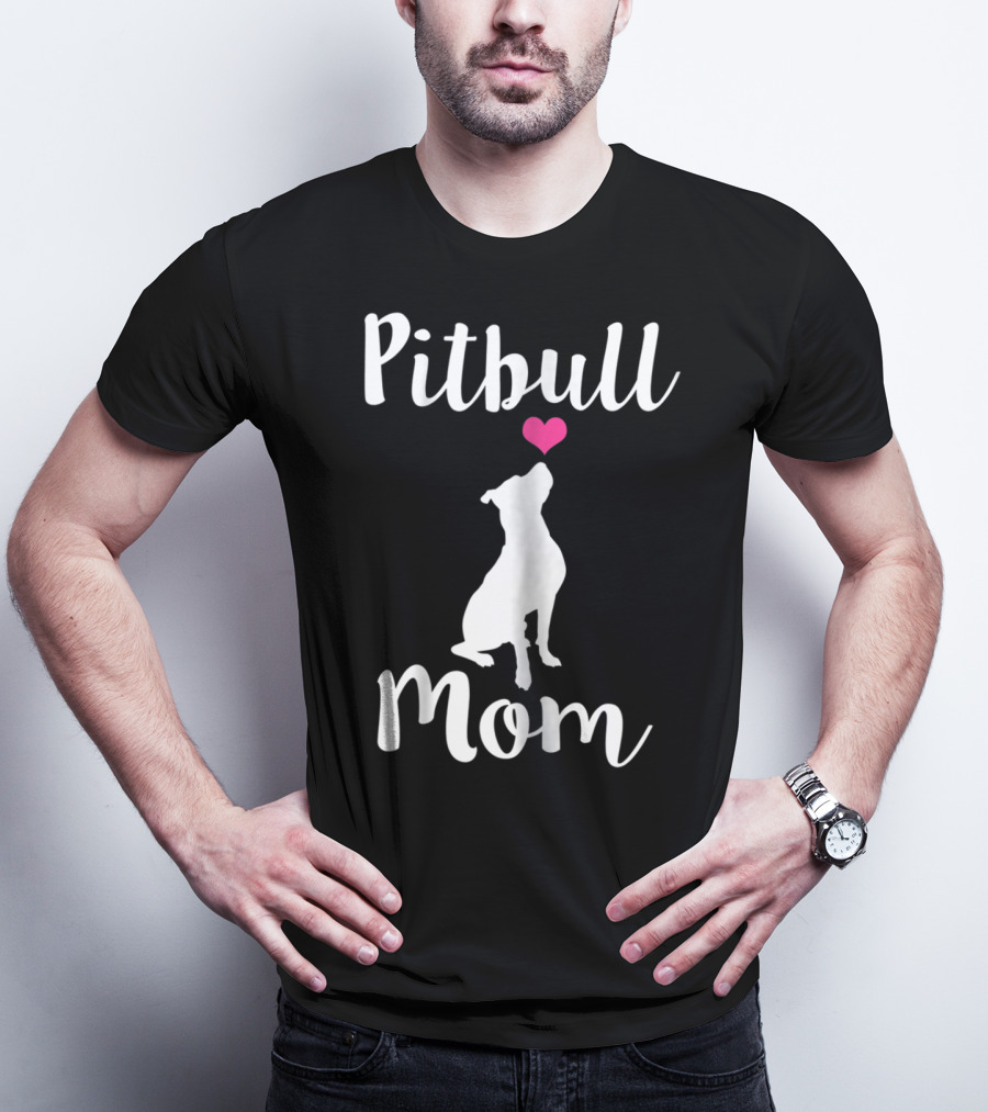 Pitbull Mom Pit Bull Dog Heart T-Shirt