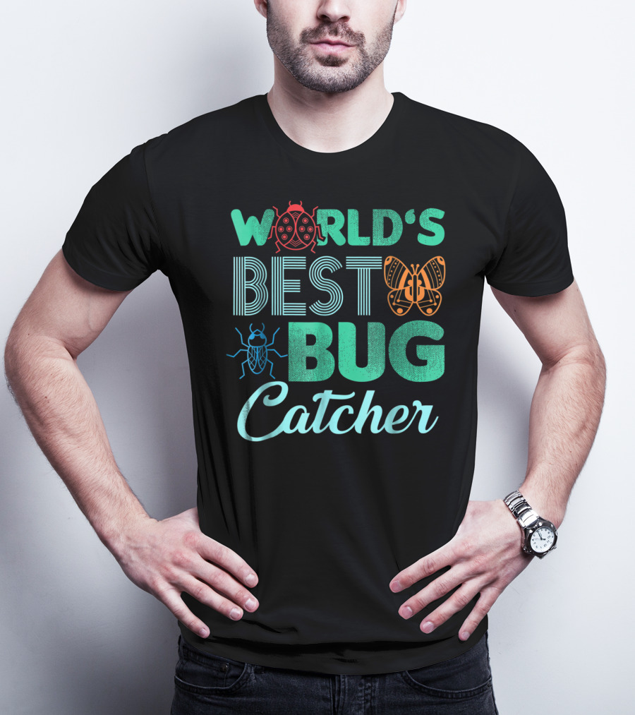 World's Best Bug Catcher Hunter Featuring Butterfly And Ladybug T-Shirt