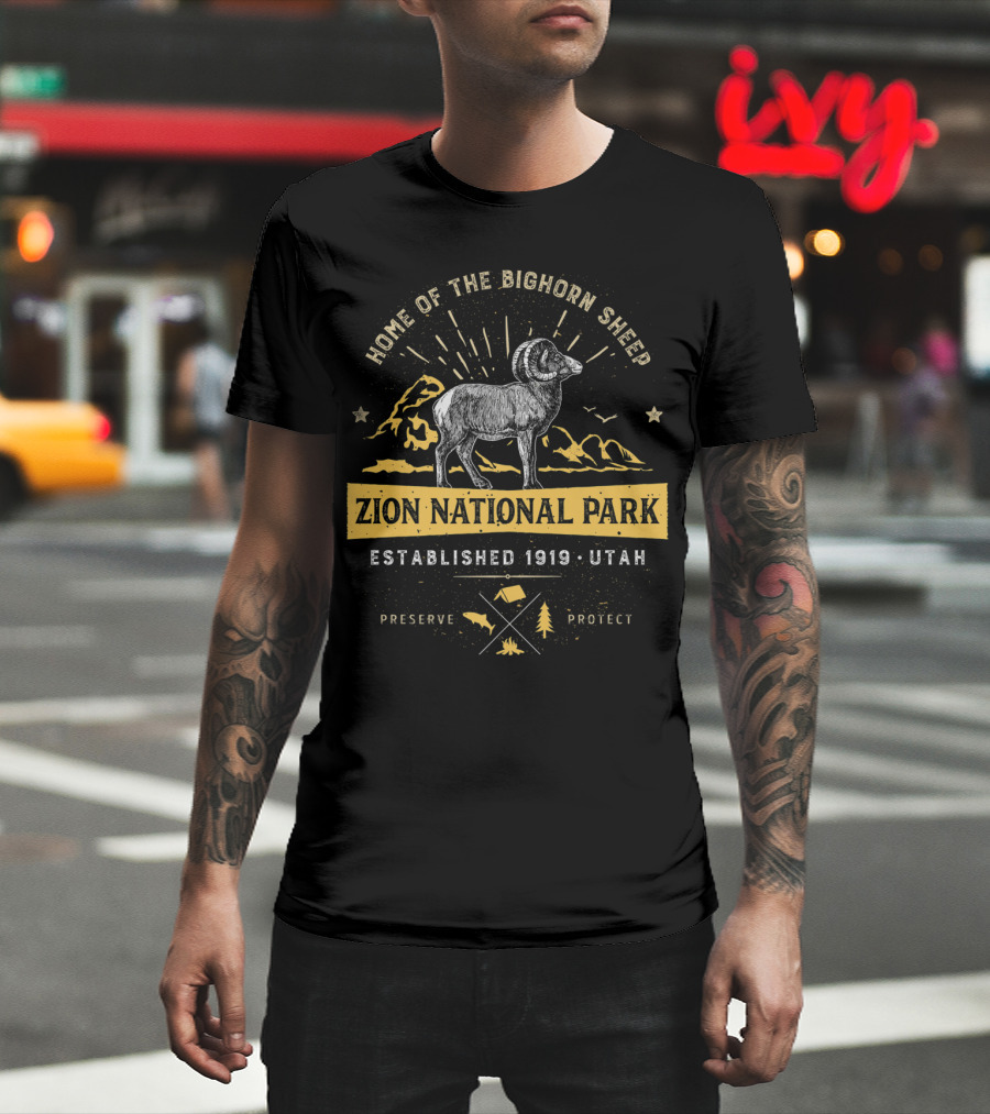 Home Of The Bighorn Sheep Zion National Park Established 1919 Utah Preserve Protect T-Shirt