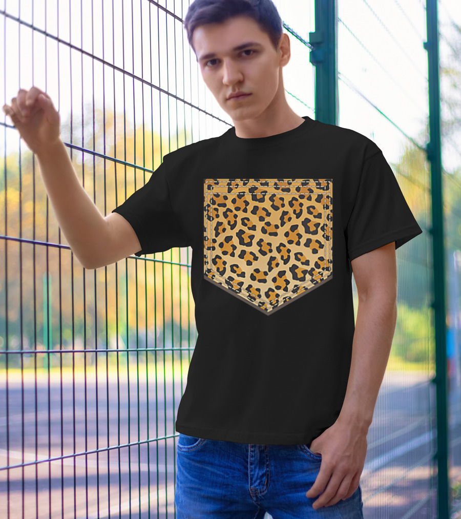 Leopard Print Pocket Cool Animal Lover Cheeta T-Shirt