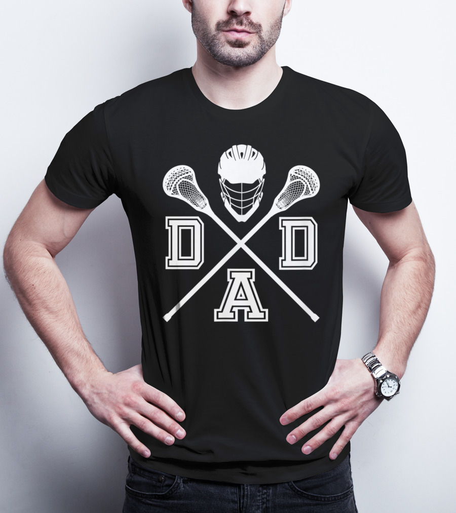 Lacrosse DAD Father's Day LAX Helmet And Sticks T-Shirt