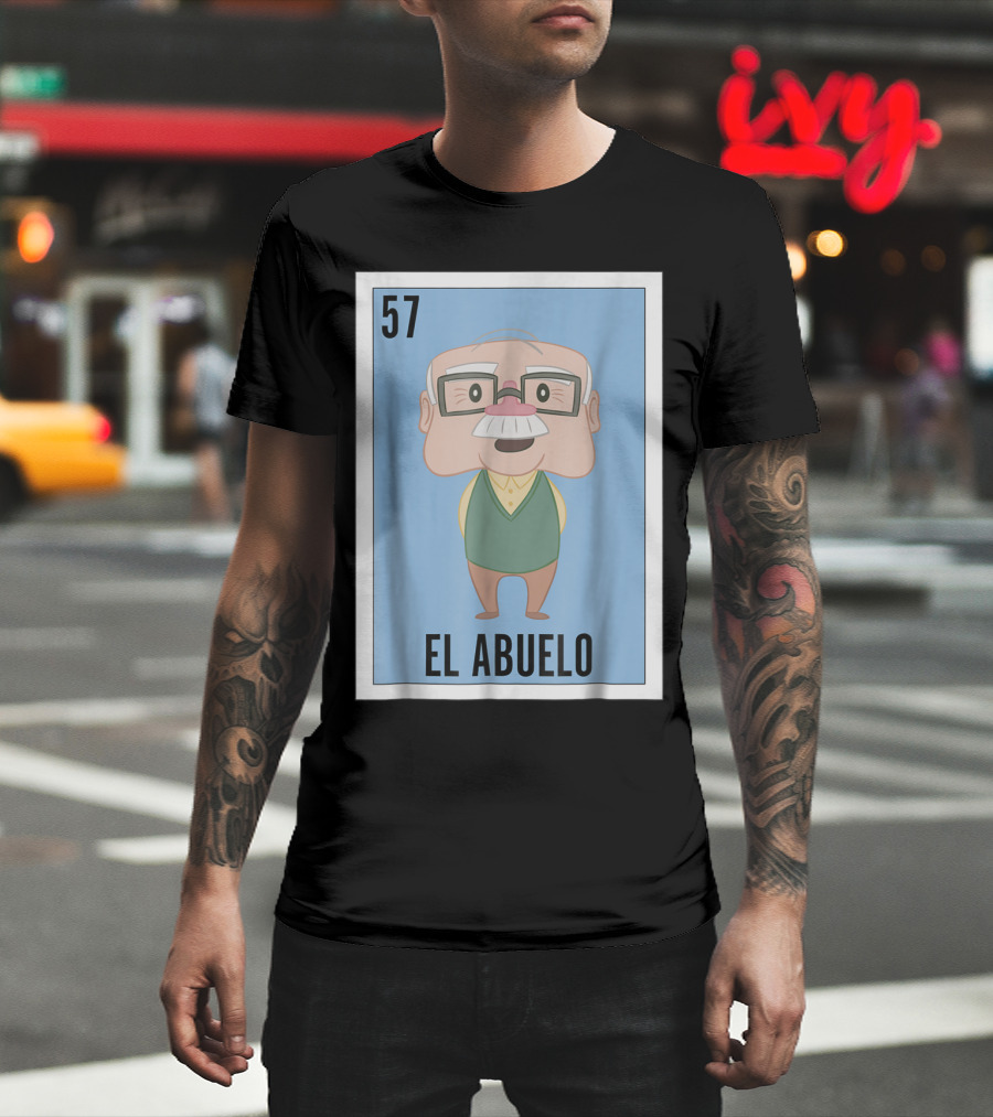 Mens Mexican Loteria El Abuelo 57 T-Shirt
