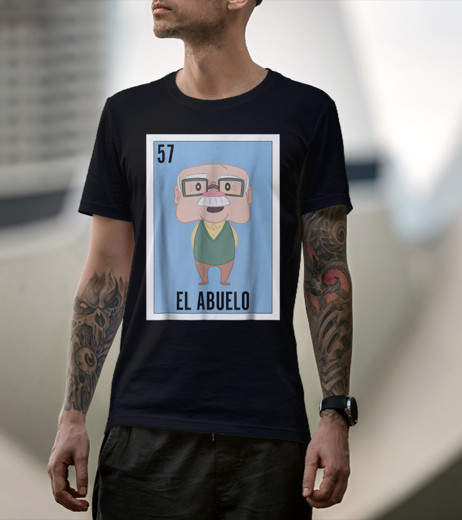 Mens Mexican Loteria El Abuelo 57 T-Shirt