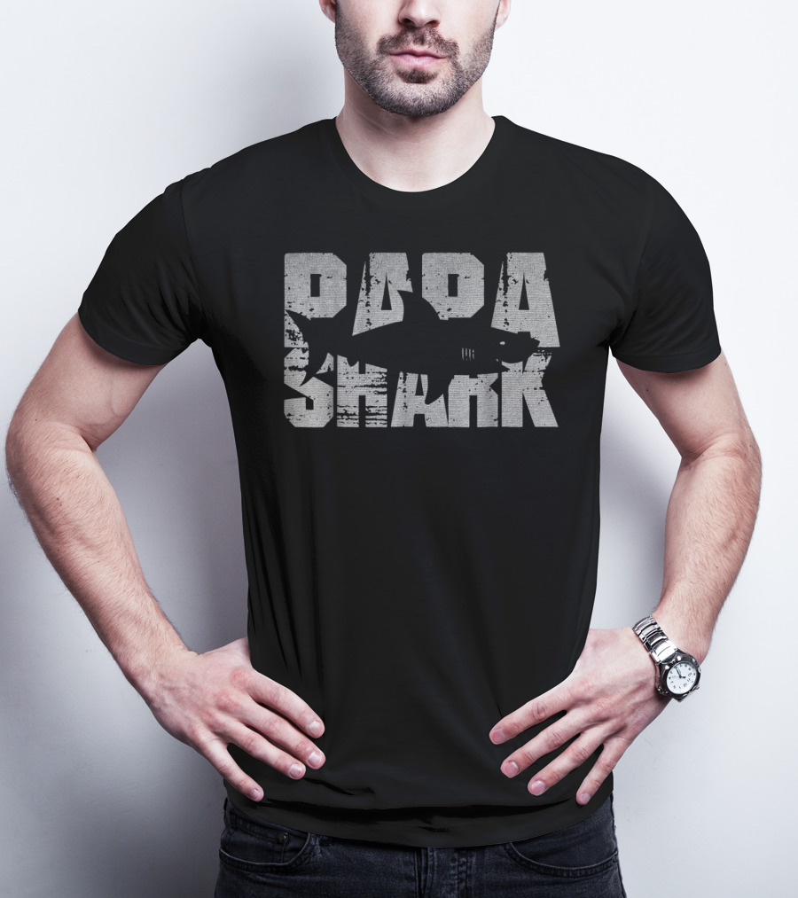 Papa Shark Mens Funny Shark T-Shirt