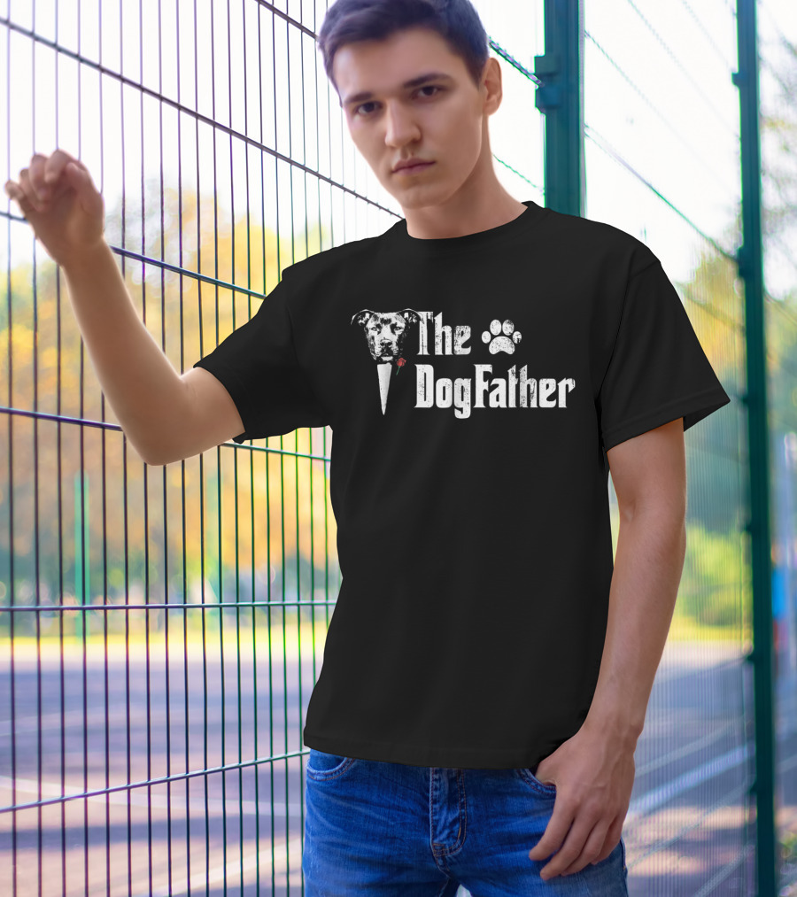 The DogFather Pitbull Dog Dad Father's Day Mens T-Shirt