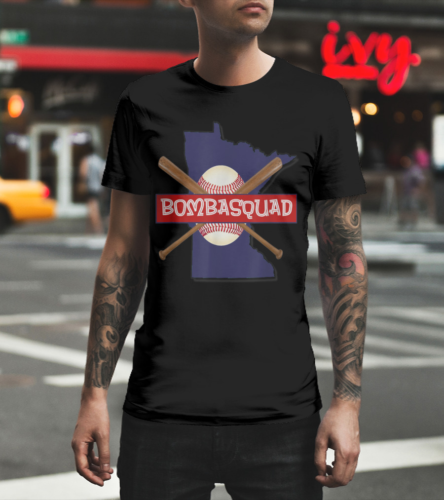 Bombasquad Minnesota Baseball Crossed Bats And Ball T-Shirt
