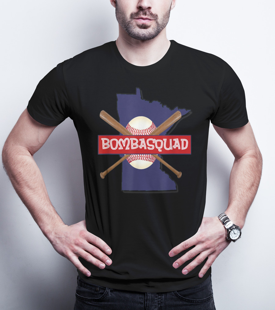 Bombasquad Minnesota Baseball Crossed Bats And Ball T-Shirt