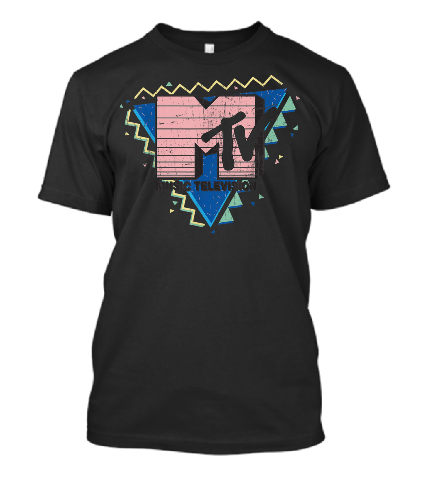 MTV Music Television Pink Stripes 90's Retro Geometric T-Shirt