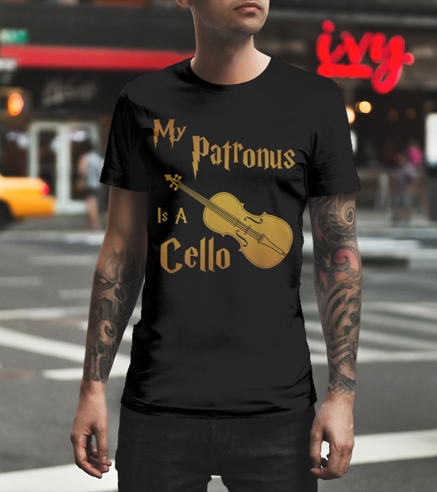 My Patronus Is A Cello For Cello Players With Lightning Font Inspired By Fantasy Magic T-Shirt