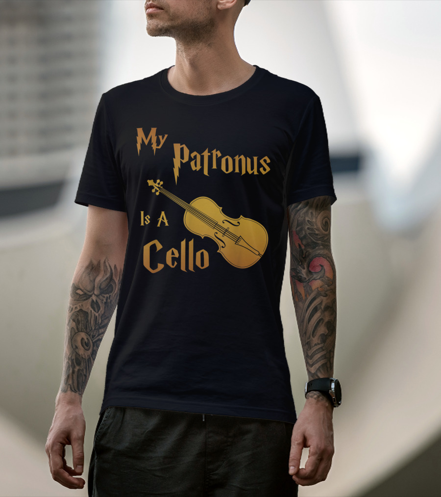My Patronus Is A Cello For Cello Players With Lightning Font Inspired By Fantasy Magic T-Shirt