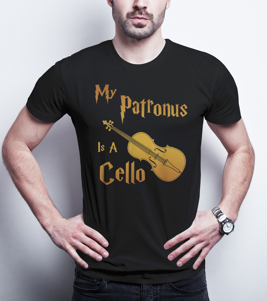 My Patronus Is A Cello For Cello Players With Lightning Font Inspired By Fantasy Magic T-Shirt