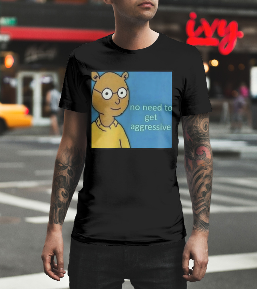 No Need To Get Aggressive Meme Bear Funny Aesthetic T-Shirt