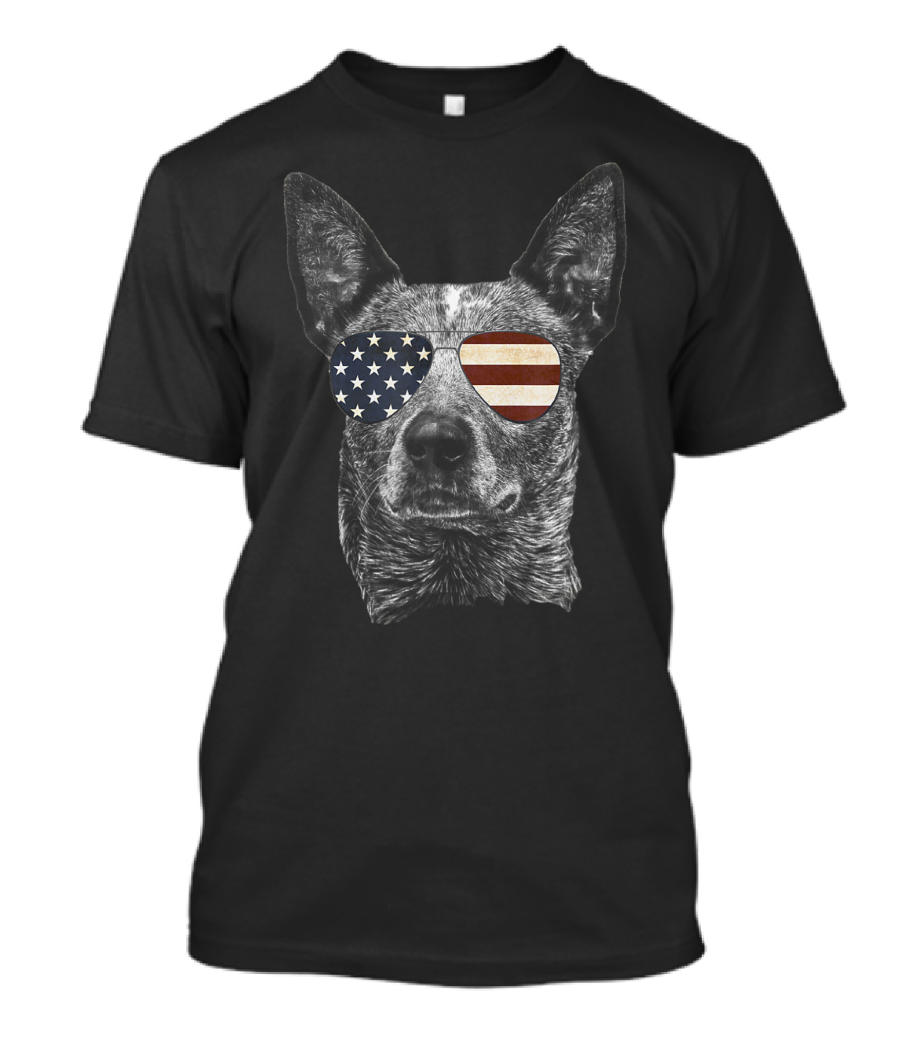 Patriotic Australian Cattle Dog USA Flag Sunglasses T-Shirt