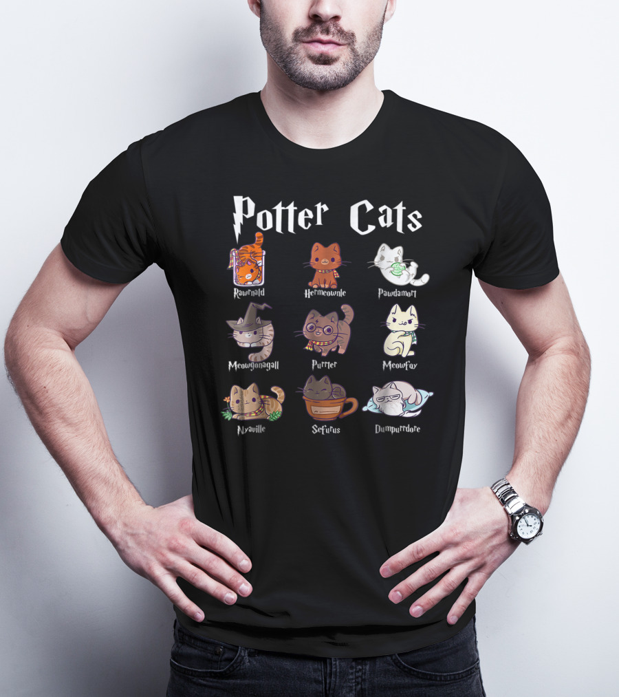 Potter Cats Pawter Kitten Purrfect Meowgonagall Hermiaownle Dumblepurr Pawdamort T-Shirt
