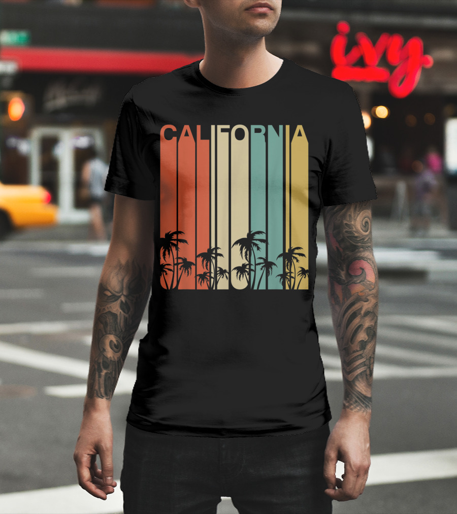 California Retro Surf Vintage 80s Beach Palms T-Shirt