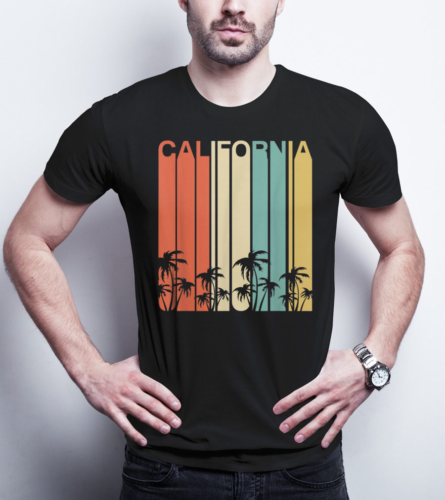 California Retro Surf Vintage 80s Beach Palms T-Shirt
